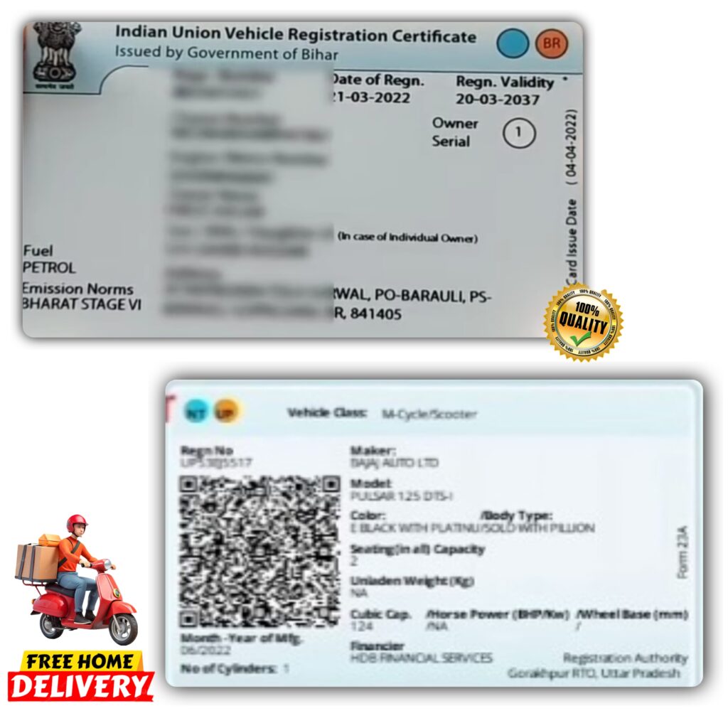 PVC RC Vehical Registion Certificate Print - Just ₹99.00 & FREE Home ...